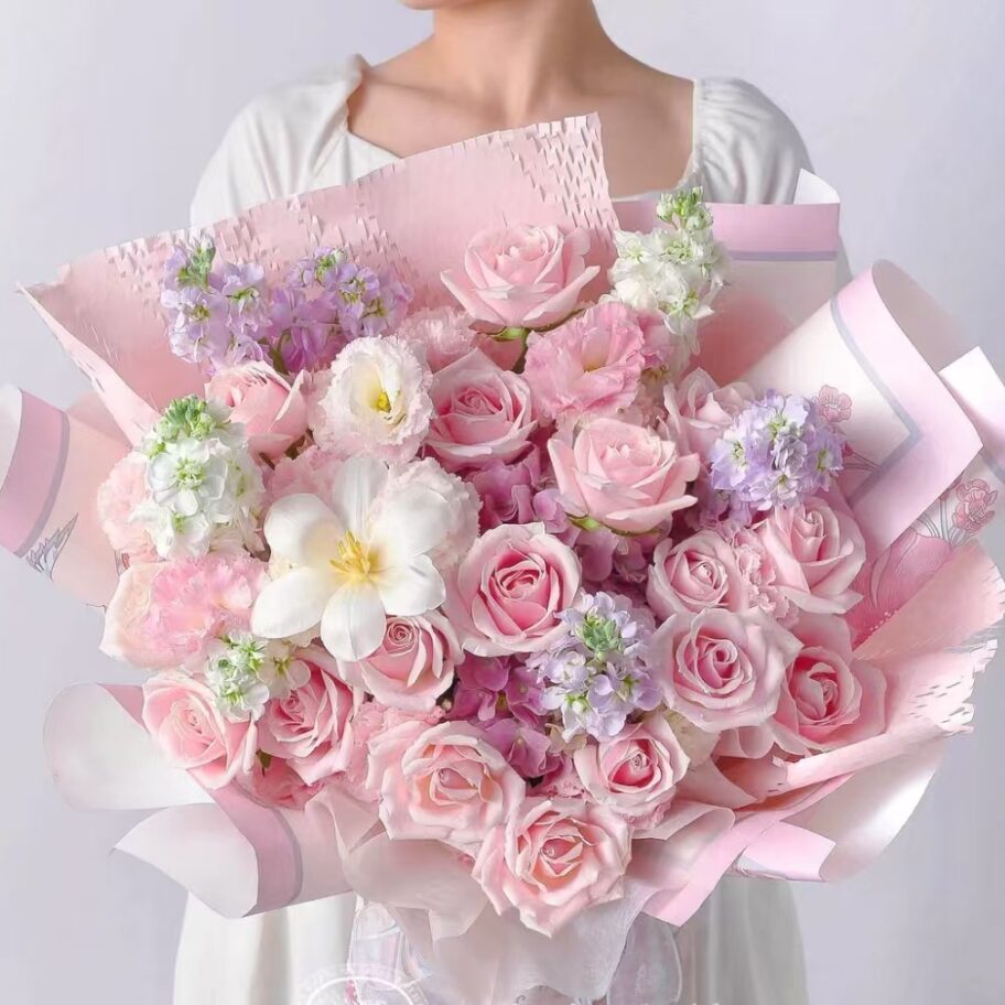 Pink Avalanche Rose Mixed Flower bouquet - Yayaka